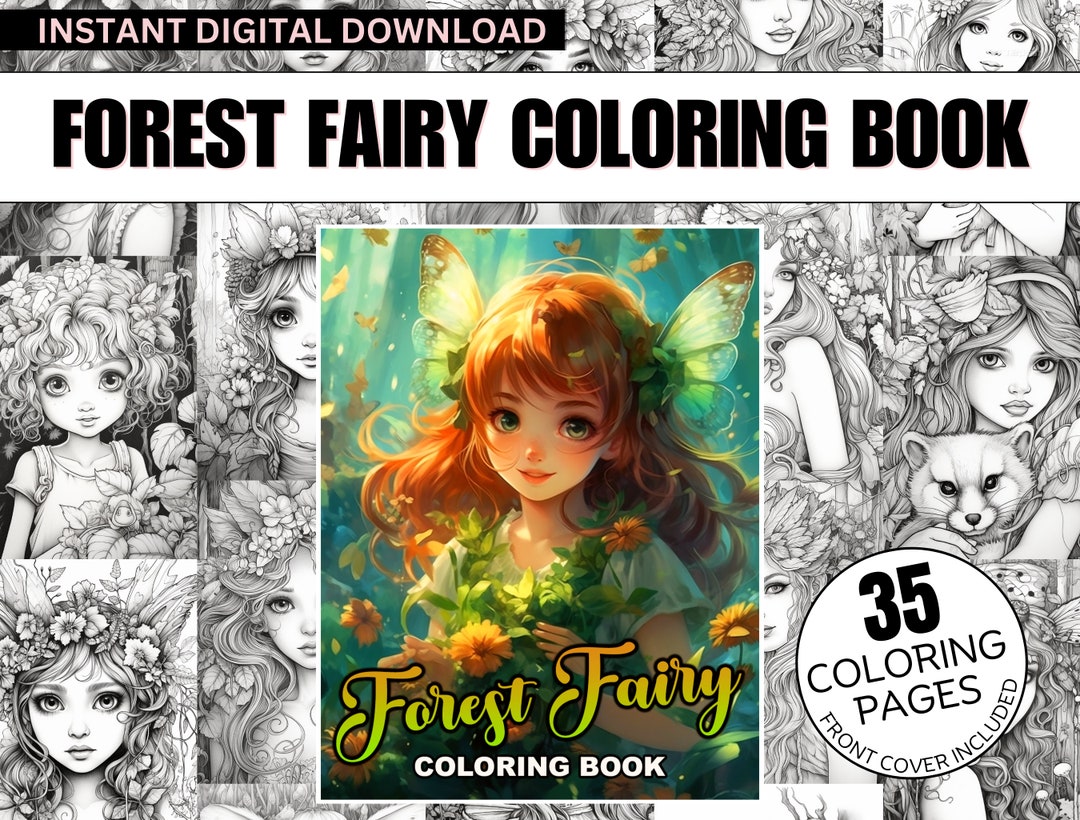 35 Forest Fairy Coloring Pages for Adults & Kids, Delicate Forest Fairy ...