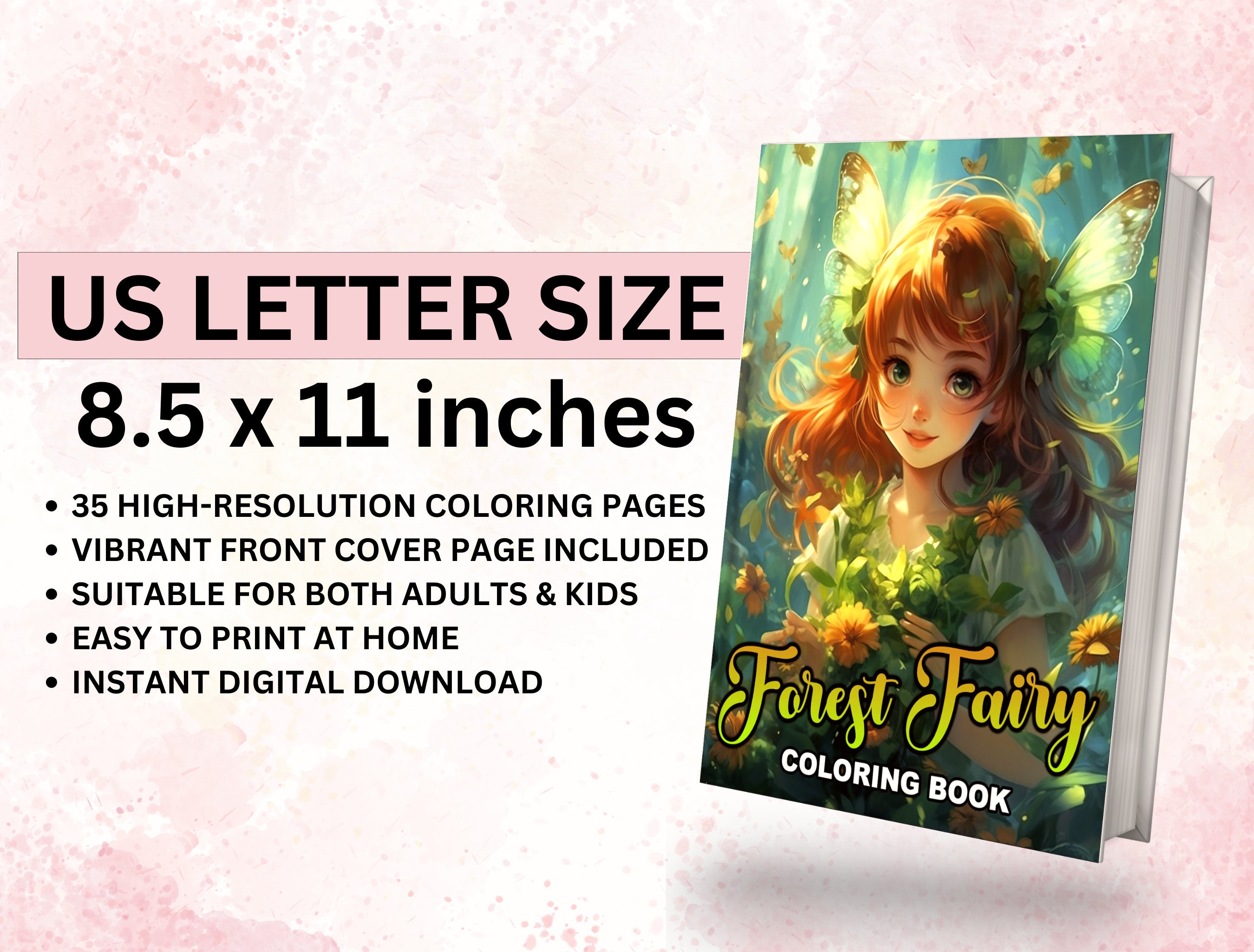 35 Forest Fairy Coloring Pages for Adults & Kids Delicate - Etsy