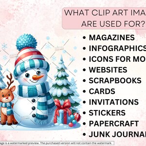40 Watercolor Blue Snowman Clipart Bundle, Winter Holiday Festive ...