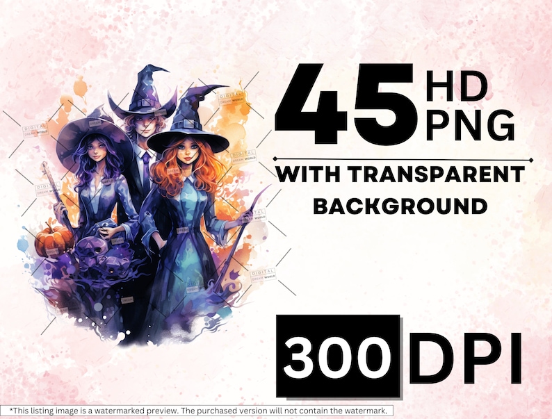 45 Watercolor Spooky Halloween Clipart, Halloween Decoration ...