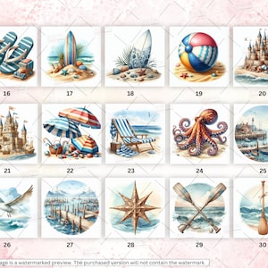 45 Watercolor Nautical Clipart Bundle, Beach Clipart Bundle, Travel PNG ...