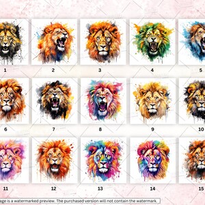20 Watercolor Lion Clipart Bundle, Lion PNG, Nursery Clipart, Baby ...