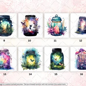 25 PNG Watercolour Magical Jars Clipart, Fantasy Clipart, Mystery Mason ...