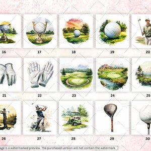40 Watercolor Golf Clipart Bundle, Golf Club PNG, Golfer Graphics, Golf ...