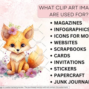 25 Watercolor Cute Fox Clipart Bundle, Floral Baby Fox, Woodland Animal ...