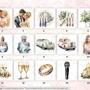 65 Watercolor Wedding Clipart Bundle, Marriage PNG, Invitation, Ring ...