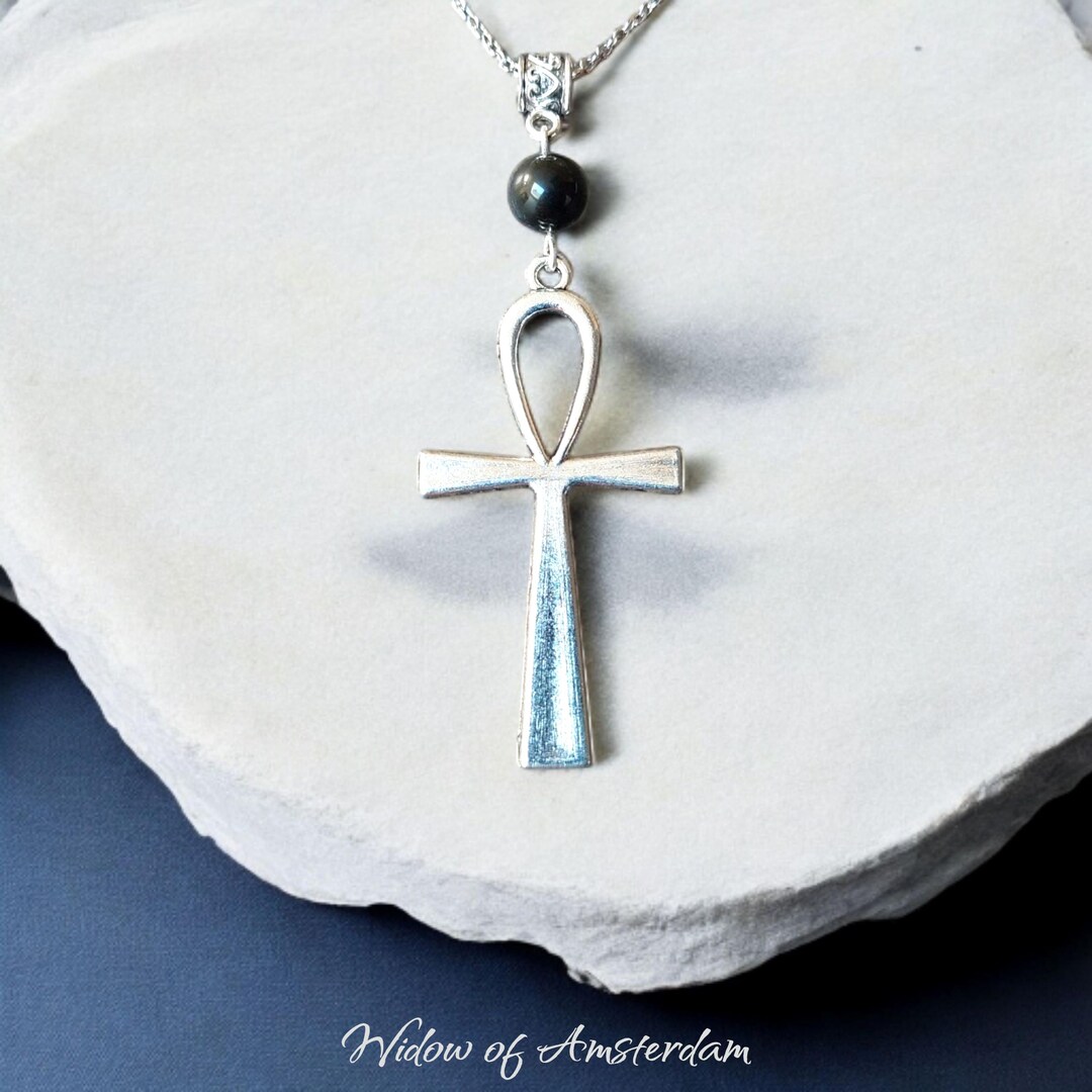 Ankh Necklace: Egyptian Symbol With Black Obsidian or Tiger's Eye ...