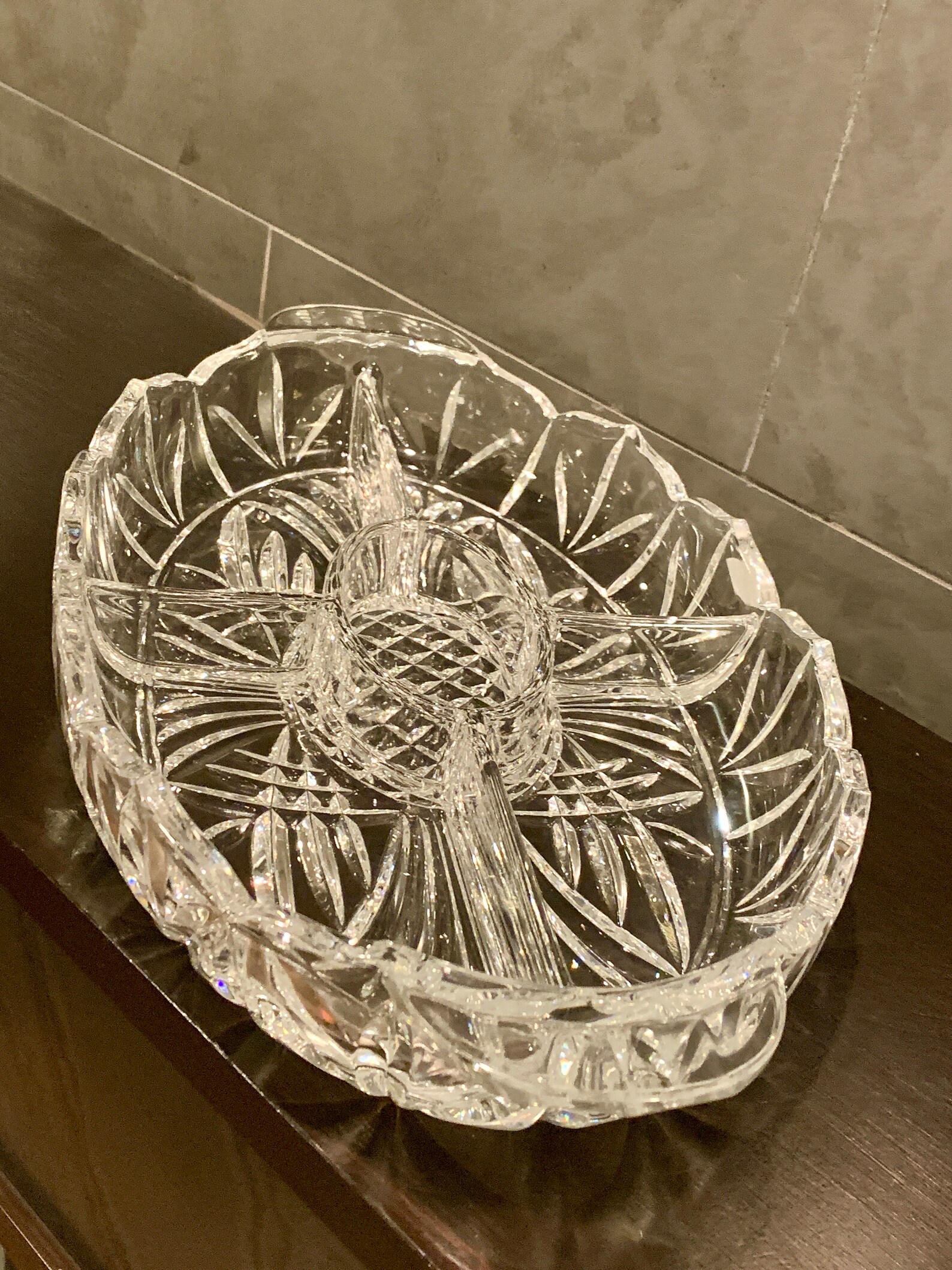 Vintage MCM 1990's Crystal Divided Relish Dish Vintage - Etsy