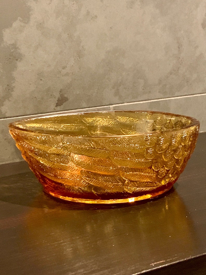Vintage RARE 1930's MCM Amber Glass Feather Relief - Etsy