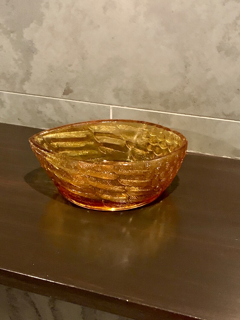 Vintage RARE 1930's MCM Amber Glass Feather Relief - Etsy