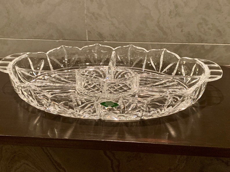 Vintage MCM 1990's Crystal Divided Relish Dish Vintage - Etsy