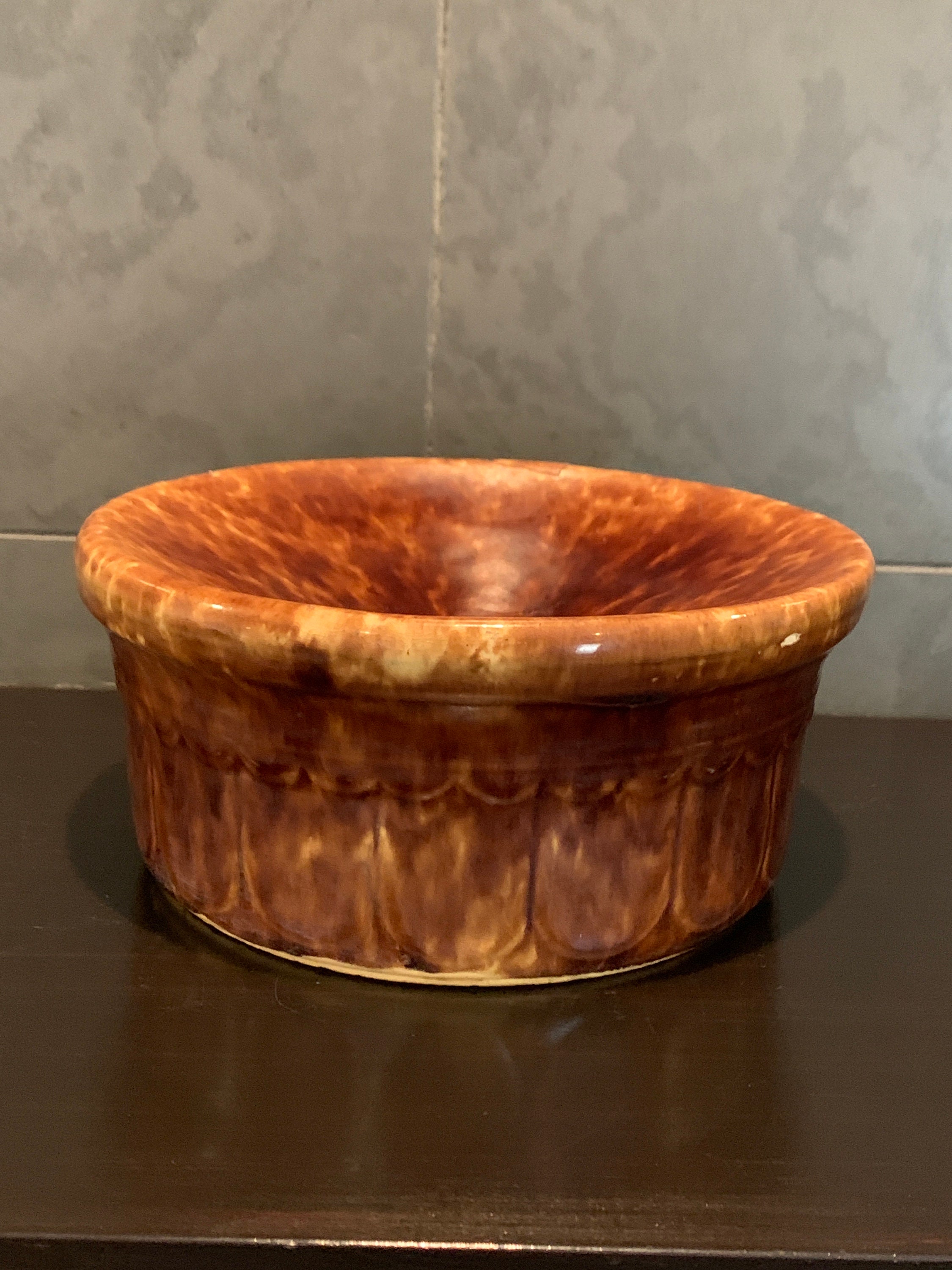 1800's Antique Glaze Stoneware Bennington Rockingham Spittoon or Modern ...