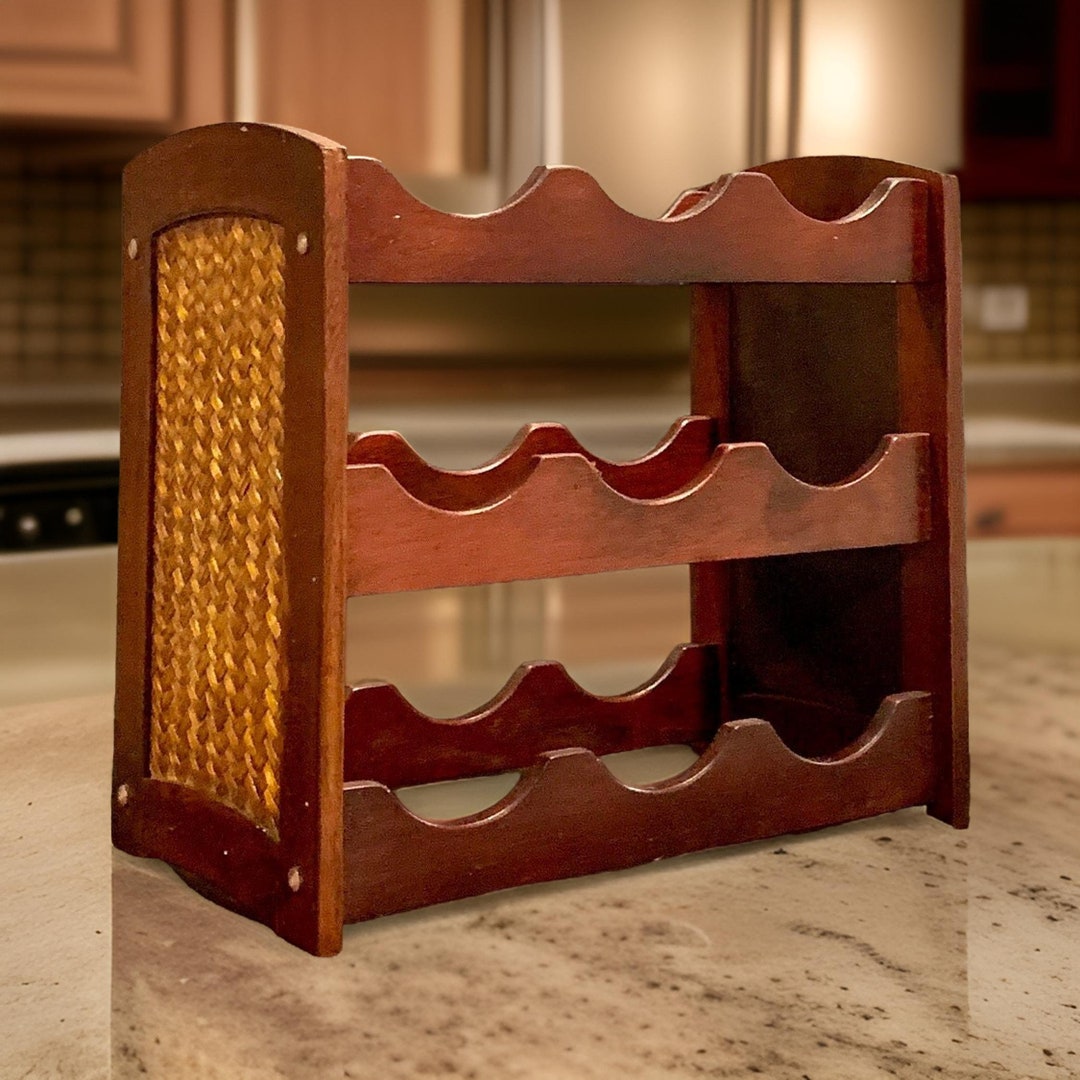 UNIQUE Vintage MCM Style Wooden 9-bottle Wine Rack Made in Thailand - Etsy