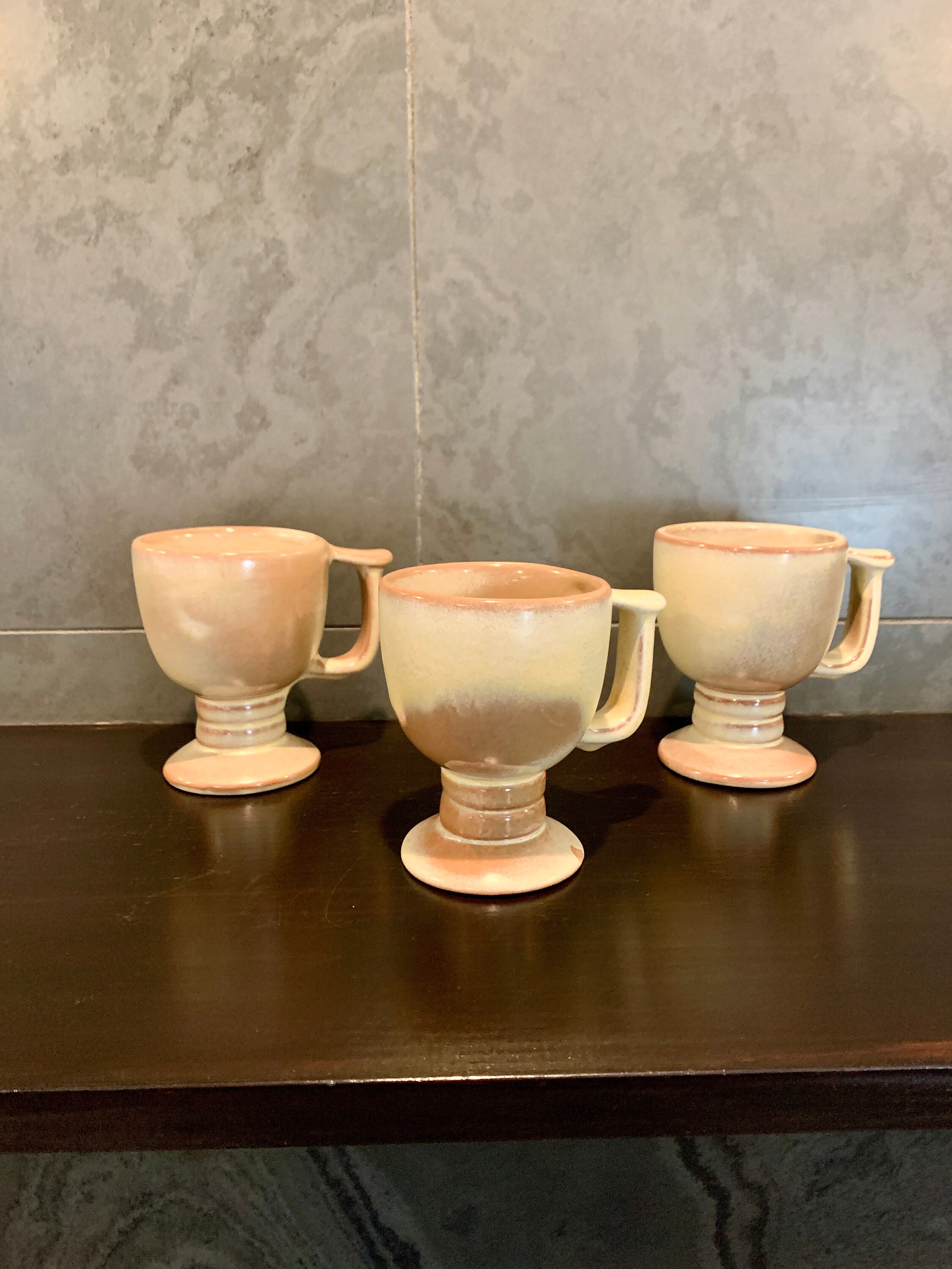 Vintage MCM Frankoma Desert Gold Pedestal Coffee Cups set of 3 - Etsy
