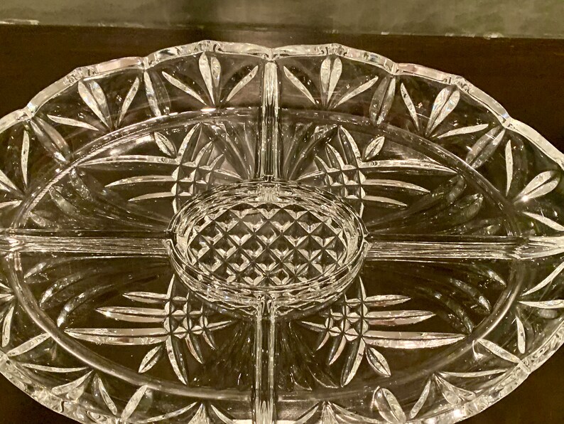 Vintage MCM 1990's Crystal Divided Relish Dish Vintage - Etsy