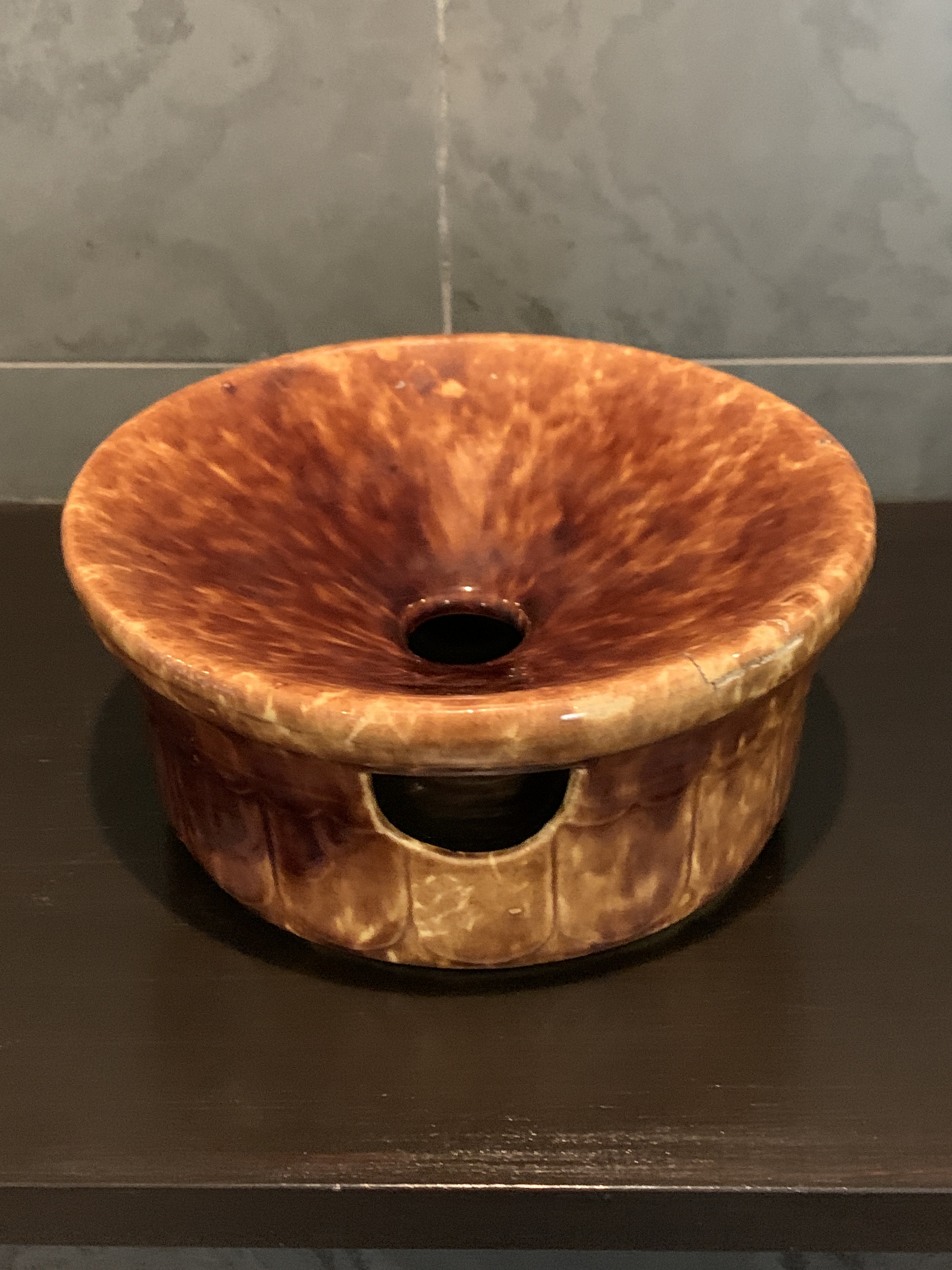 1800's Antique Glaze Stoneware Bennington Rockingham Spittoon or Modern ...