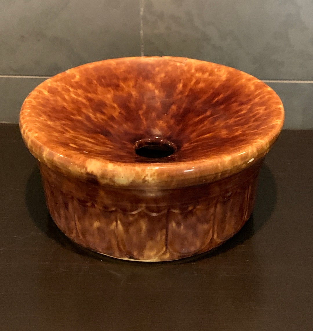 1800's Antique Glaze Stoneware Bennington Rockingham Spittoon or Modern ...