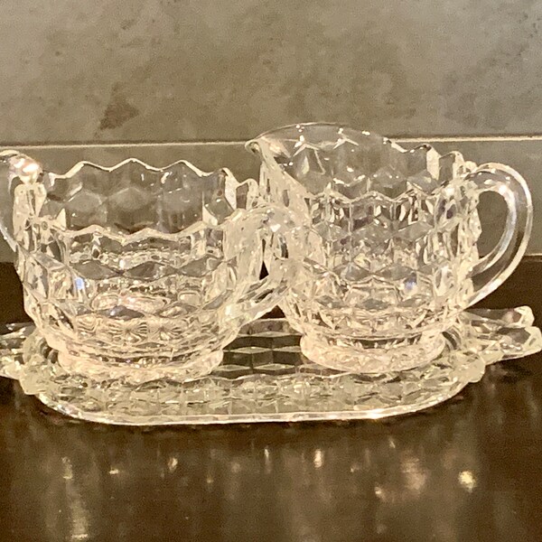 Antique Crystal Creamer Sugar Set - Etsy