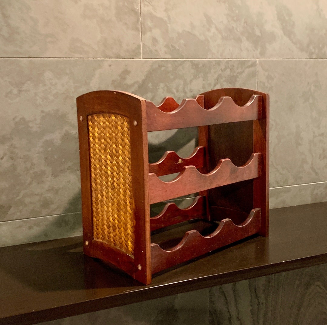 UNIQUE Vintage MCM Style Wooden 9-bottle Wine Rack Made in Thailand - Etsy