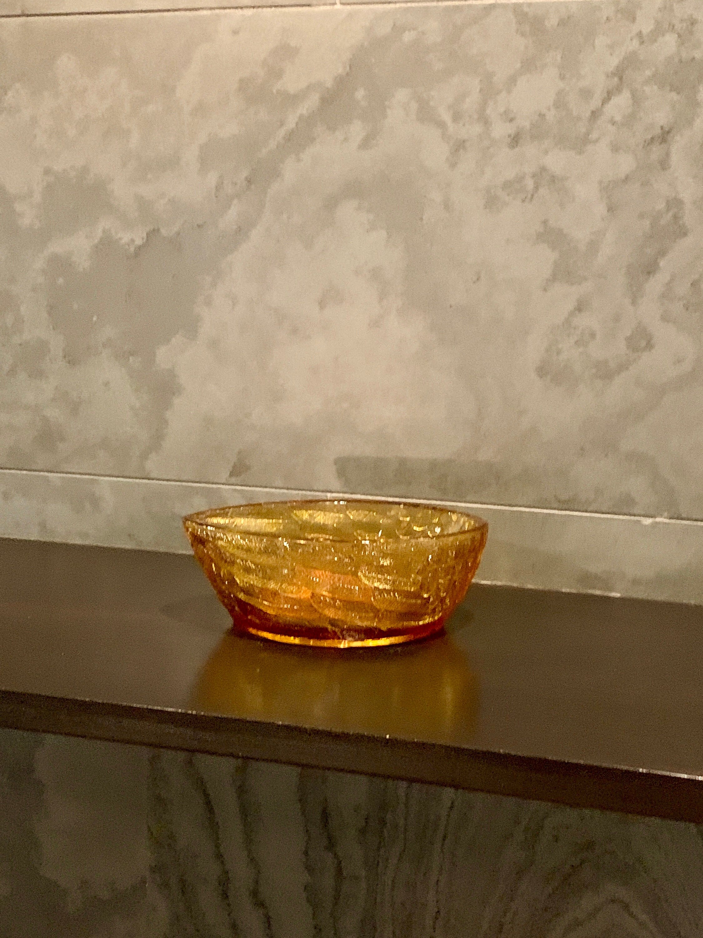 Vintage RARE 1930's MCM Amber Glass Feather Relief, Teardrop Shaped ...