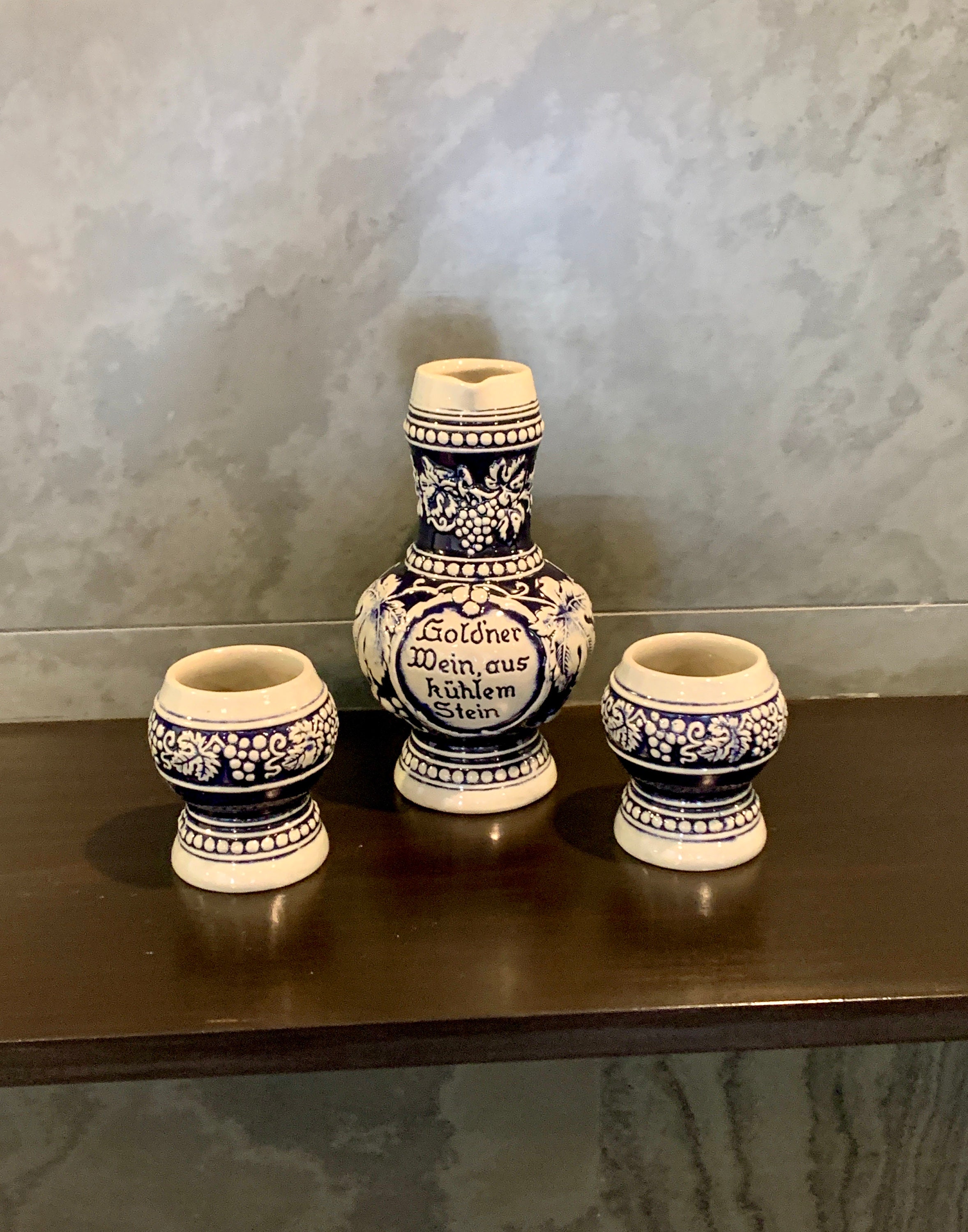 Vintage Gerz Stoneware .5 Litre Ewer Stein and Set of 2 Matching ...