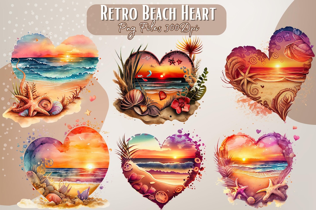 Beach Heart Png Summer Beach Png Heart Png Retro Beach - Etsy Canada
