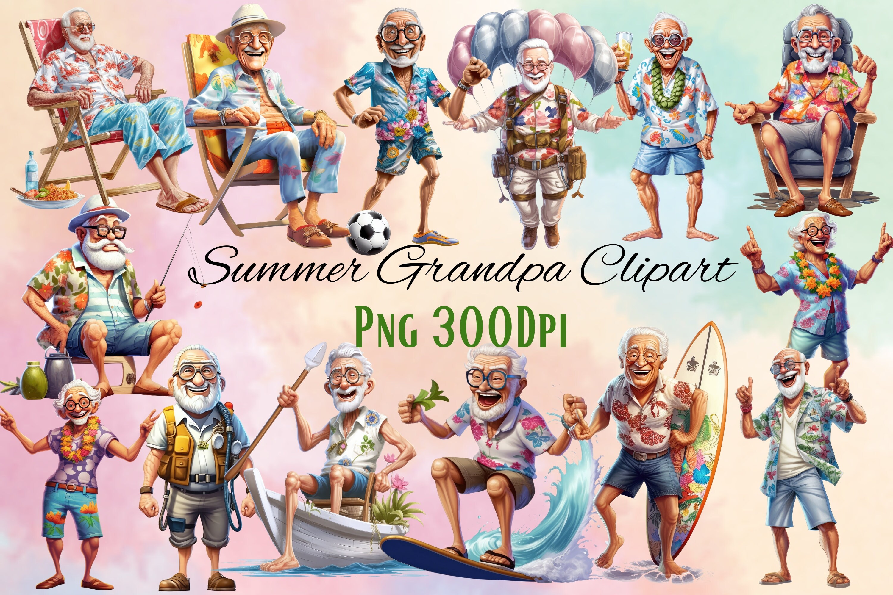 Summer Grandpa Sublimation Clipart Png Funny Grandfather Etsy
