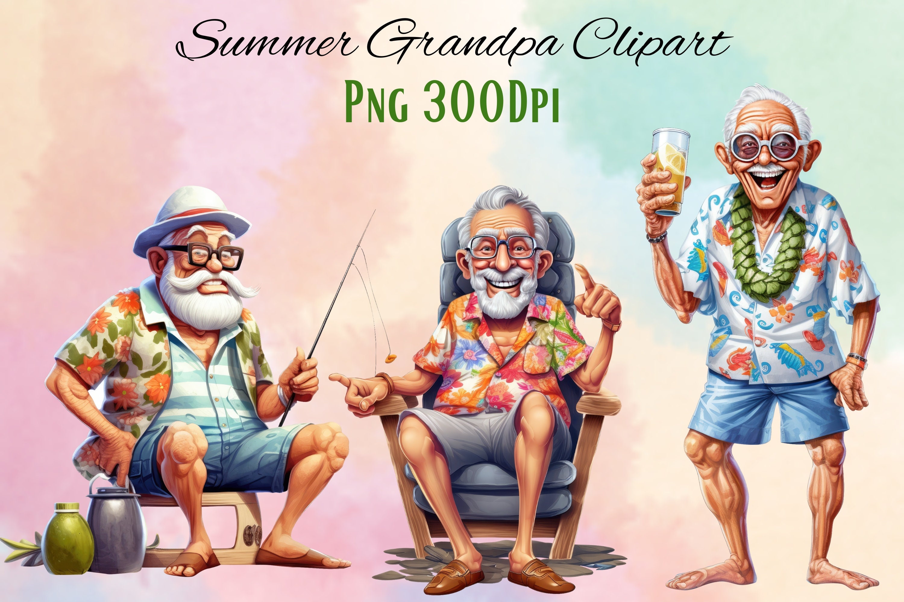 Summer Grandpa Sublimation Clipart Png Funny Grandfather Etsy