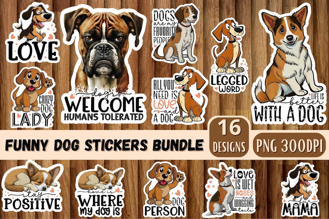 Funny Dog Stickers PNG Dogs Stickers Png 12 Adorable Kawaii - Etsy