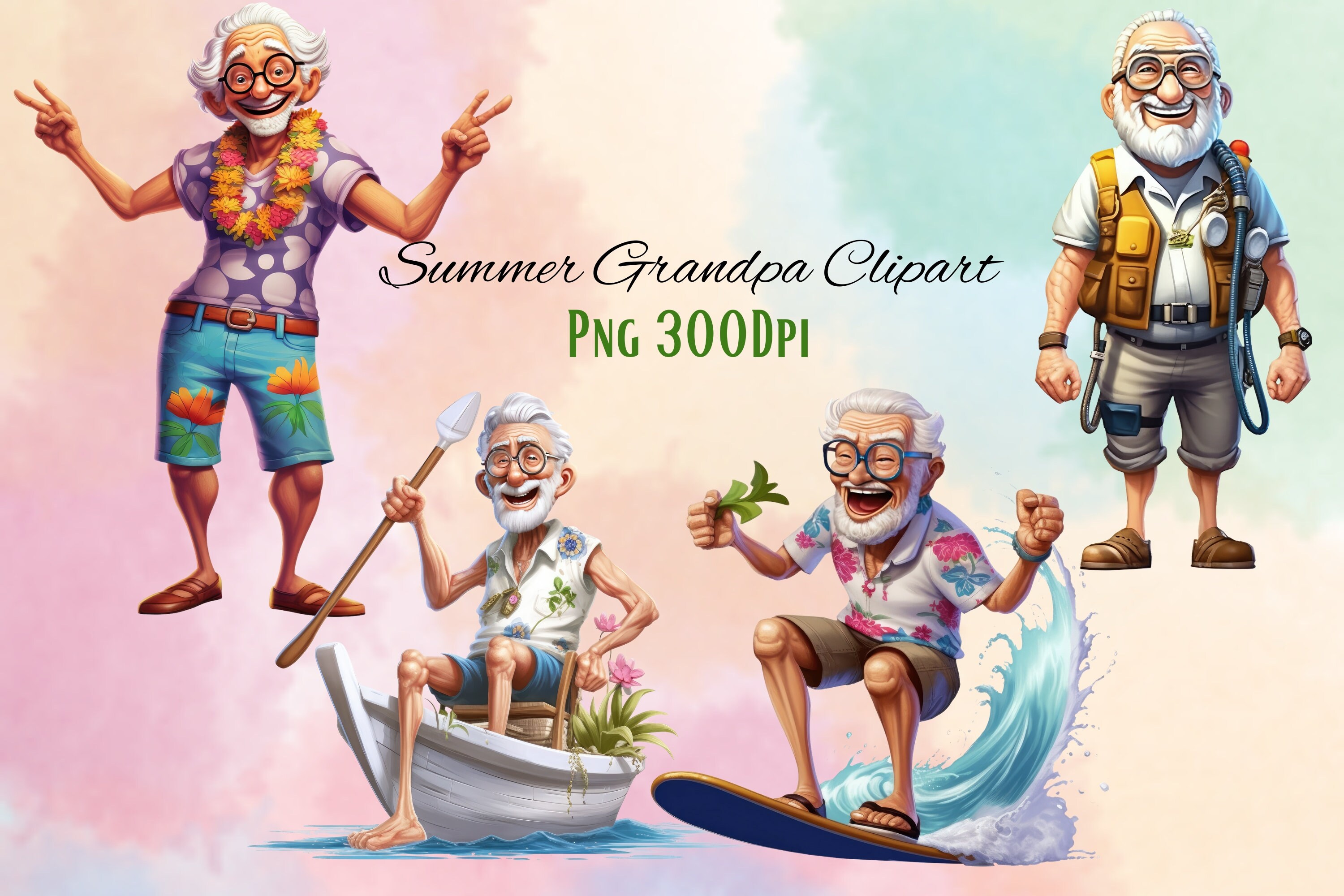 Summer Grandpa Sublimation Clipart Png Funny Grandfather Etsy