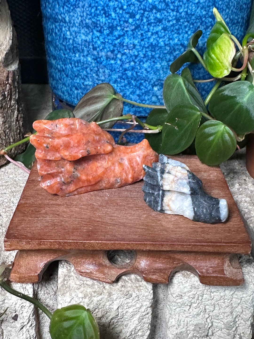 Sunstone Dragon Head and Jasper Mini Dragon Head Set - Etsy