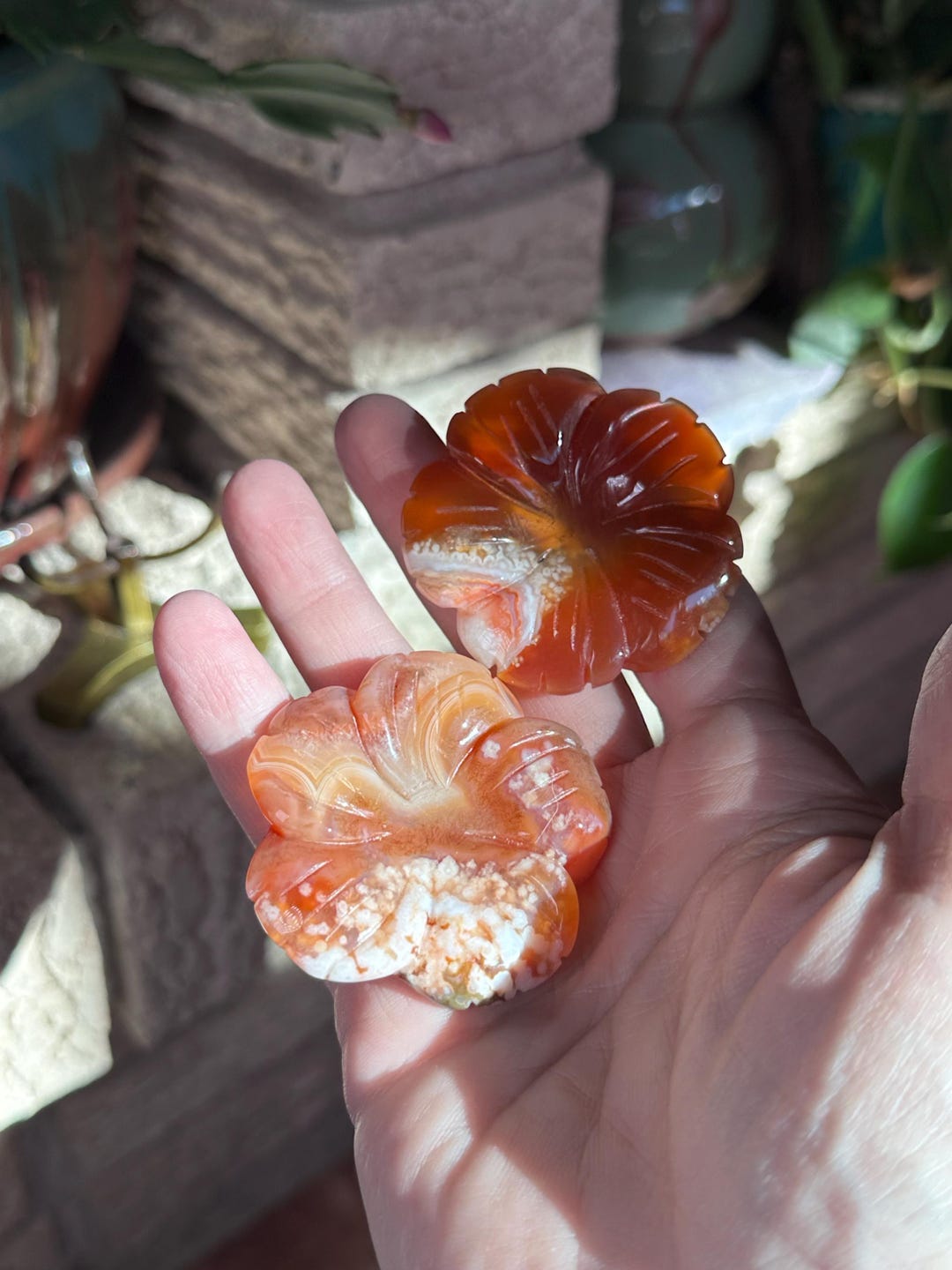 Carnelion Sakura Flower Crystal. Red Chalcedony Agate Flower - Etsy