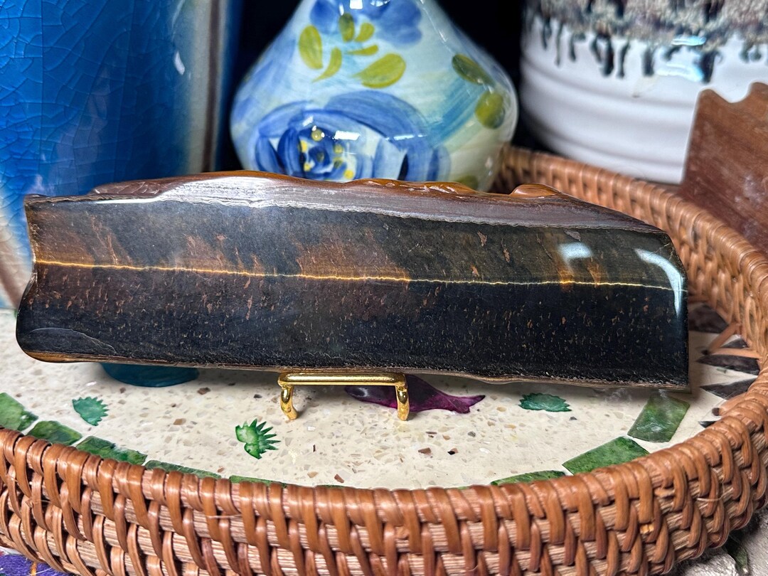 Vibrant Tiger Iron Slab. Blue and Gold Tigers Eye With Hematite Free ...