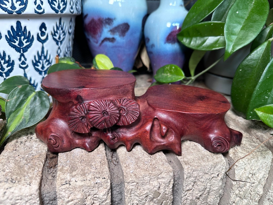 Redwood Carved Display Shelf With Hand Carved Mushrooms. Display Stand ...
