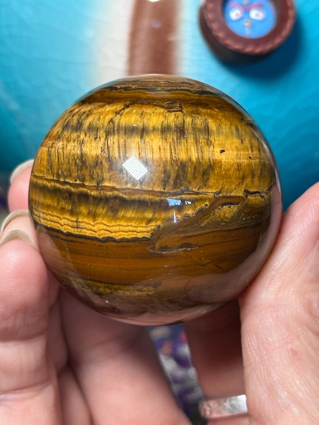 Vibrant Tiger Iron Sphere. Golden Flash. Gold and Red Tigers Iron - Etsy