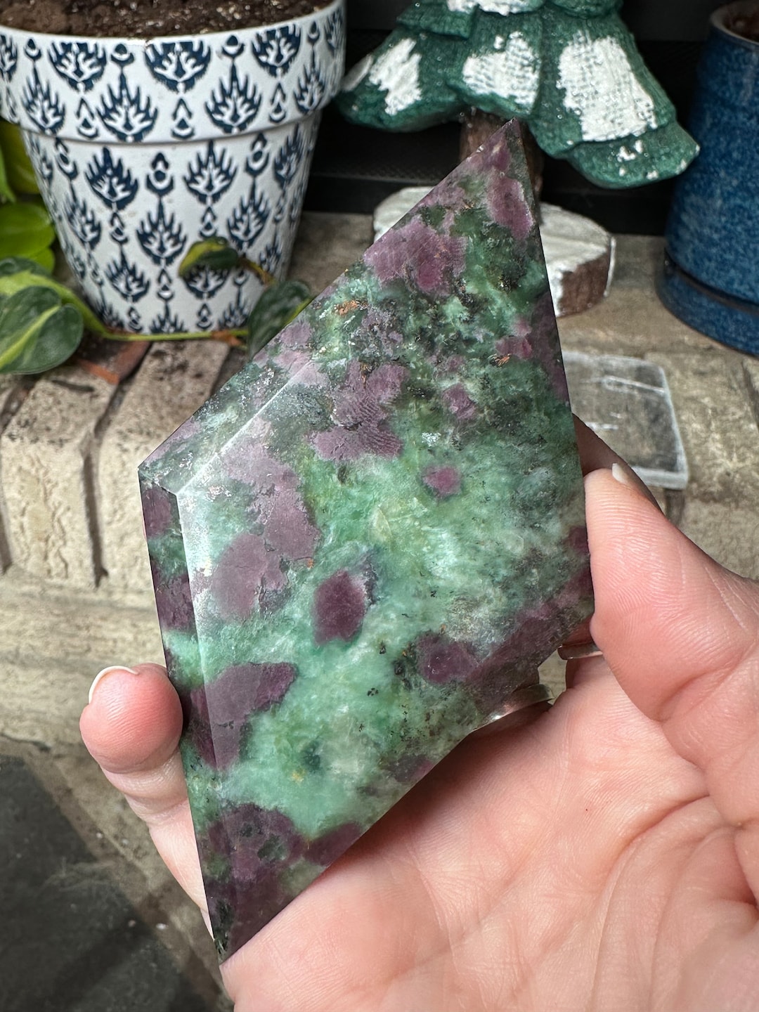 Emerald, Fuchsite and Ruby From Madagascar Diamond Carving. UV Reaction ...