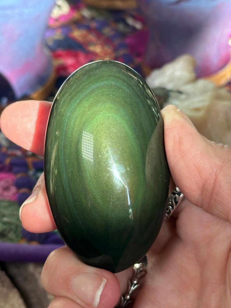 Bright Green Flash Obsidian Palmstone - Etsy