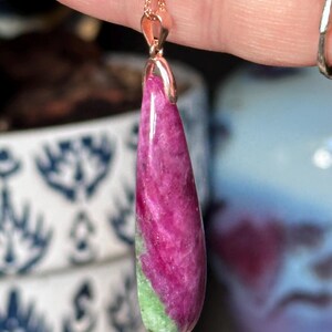 Flashy Ruby Zoisite Pendant in Copper Coated 925 Silver Clasp and Chain UV Reactive - Etsy