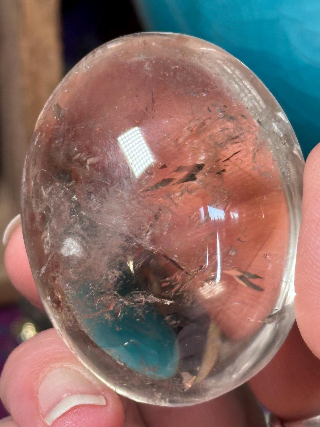 Light Smoky Quartz With Mica Inclusion Palmstone. Lots of Flash ...