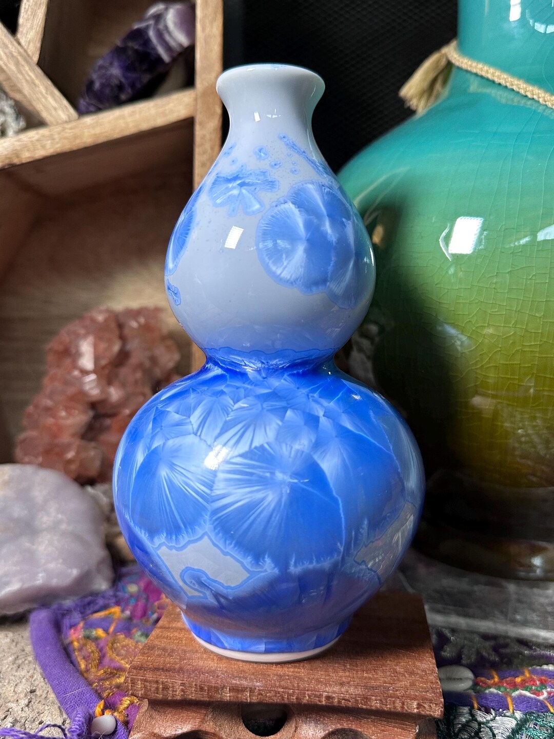 Vivid Blue Crystalline Gord or Hulu Vase - Etsy