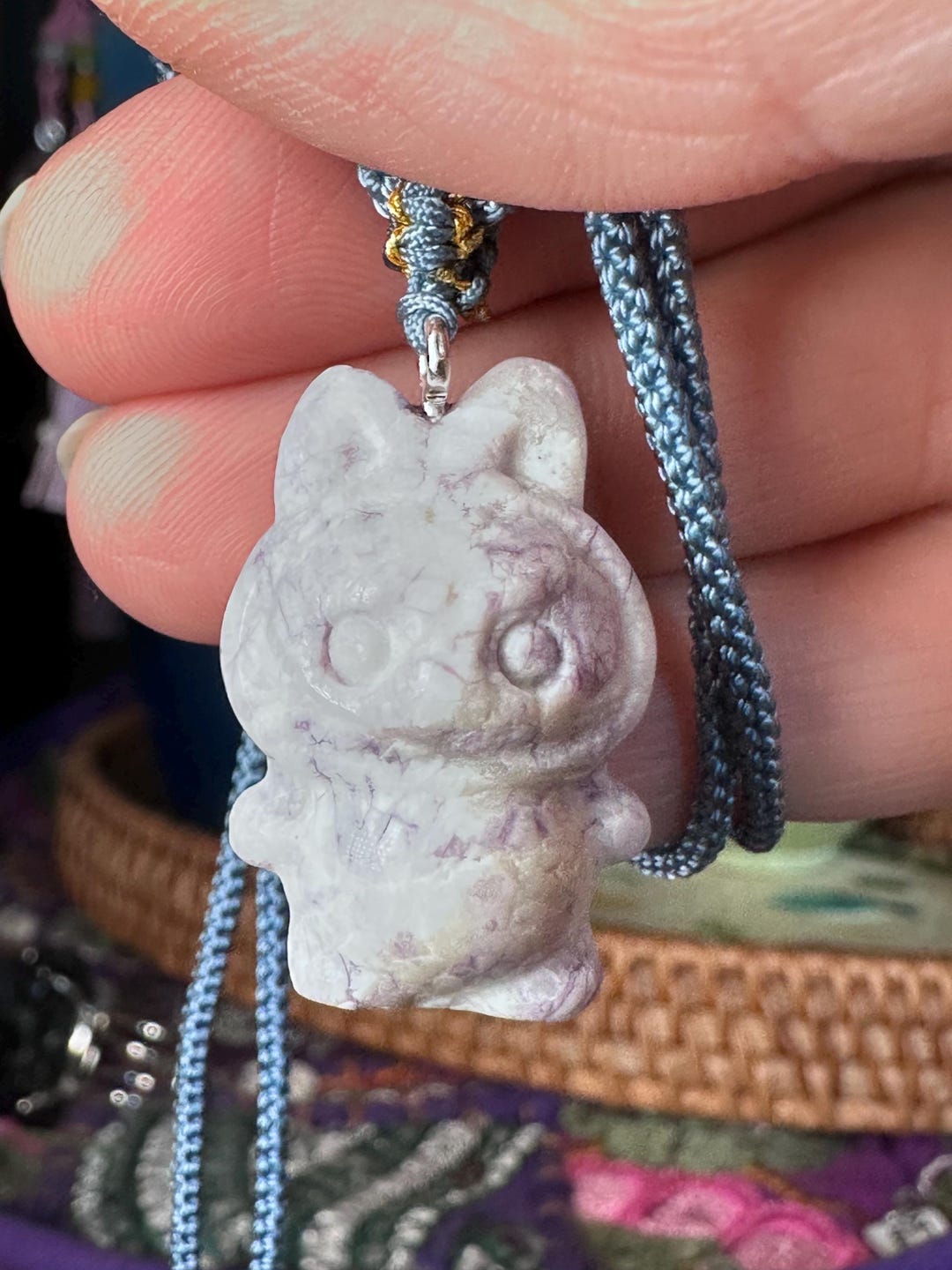 Green Cats Eye Labubu on Adjustable Cord Necklace - Etsy