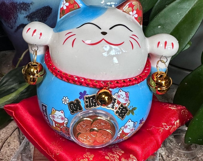Spinning Belly Lucky Cat. Money Cat. Maneki Neko. Attract Wealth and ...