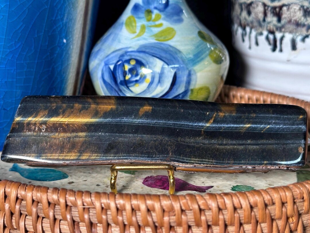 Vibrant Tiger Iron Slab. Blue and Gold Tigers Eye With Hematite Free ...