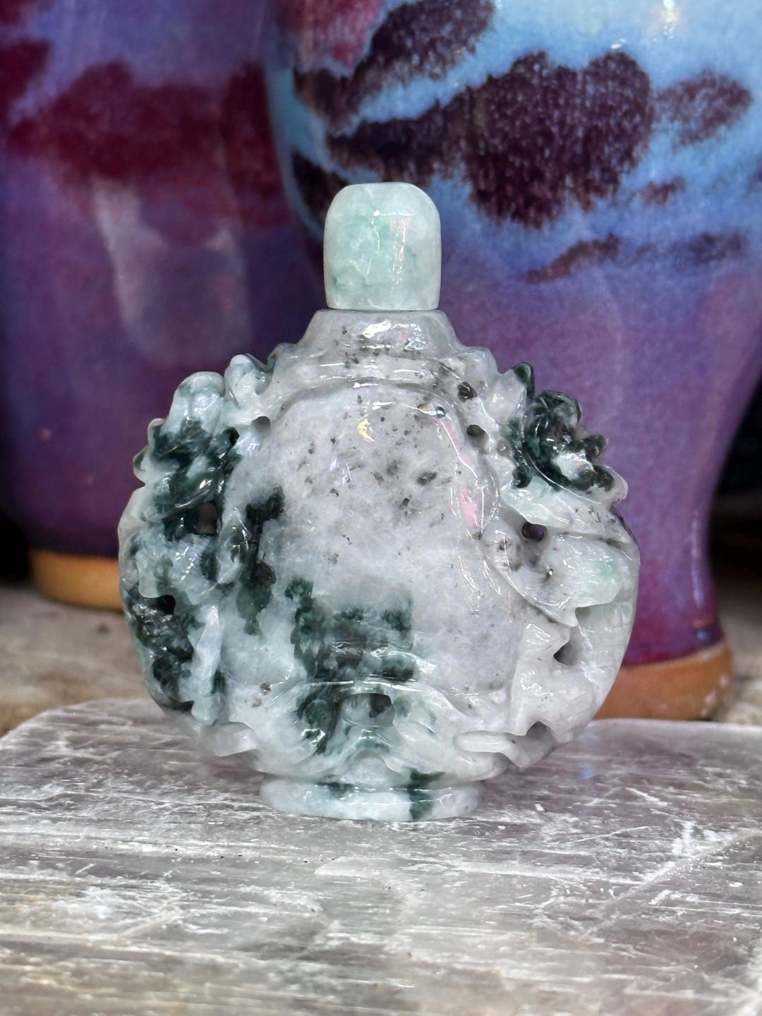 Double Dragon Jade Perfume Bottle. Certified Grade A Jade. Usable ...