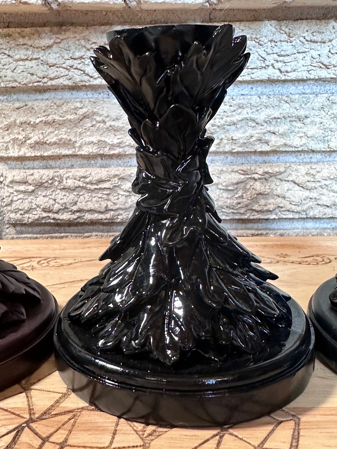 Tall Sphere Stand With Leaf Design. Brown Black or Antique - Etsy