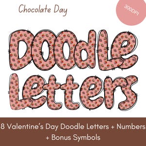 Valentines Day Doodle Letters Clip Art & Numbers, Alphabet Set, Retro ...