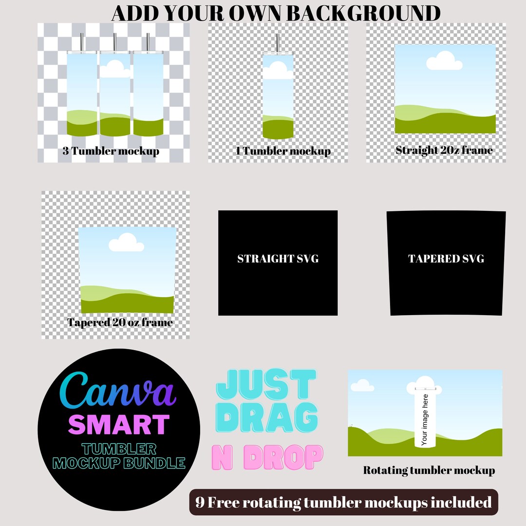 Maqueta de vaso Canva SVG recto y cónico vaso de canva - Etsy España