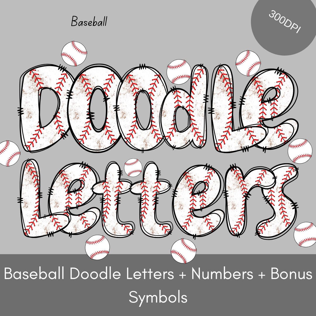 Baseball Doodle Letter PNG Bundle Sports-themed Alphabet Uppercase ...