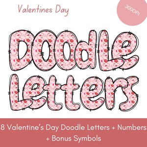 Valentines Day Doodle Letters Clip Art & Numbers, Alphabet Set, Retro ...