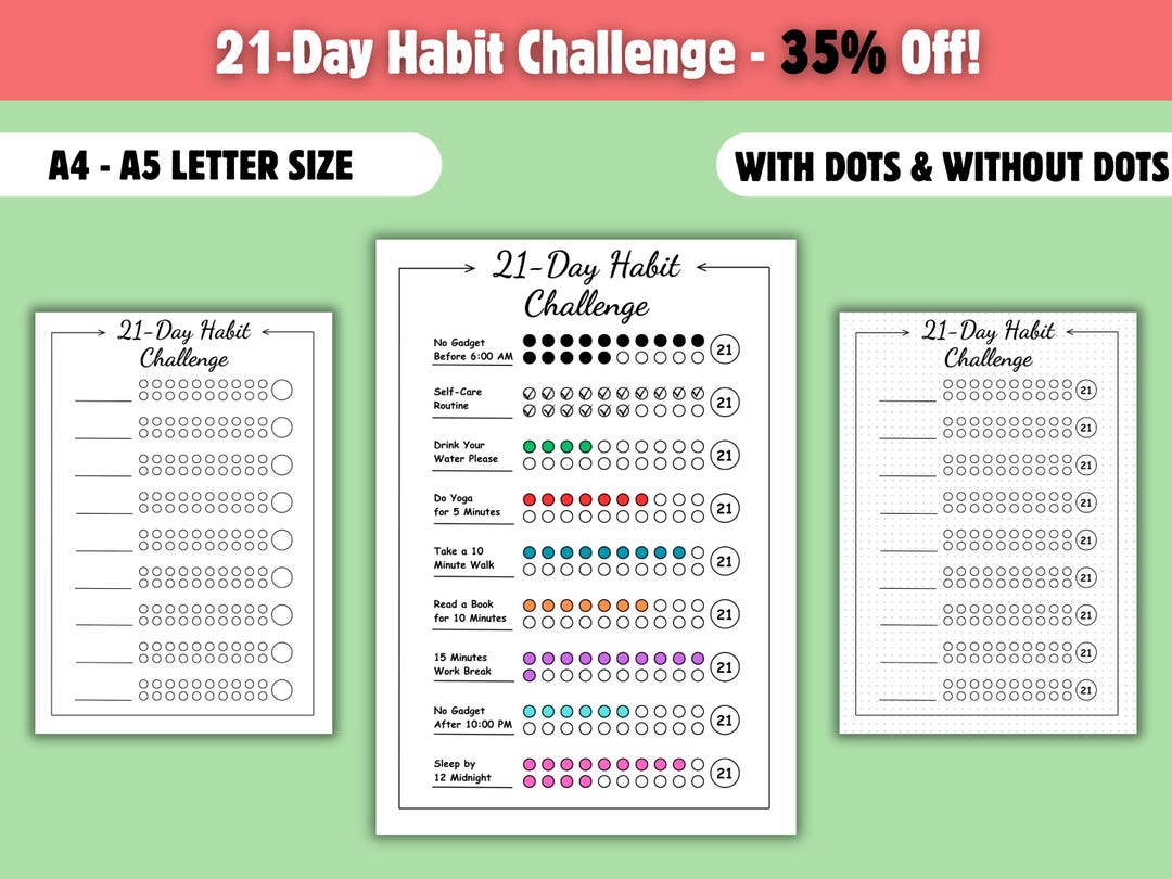 21-day Habit Challenge Printable | Build New Habits & Life ...
